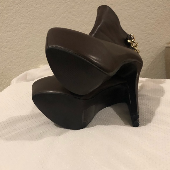 Shoes | Brand New Chocolate Heels With Adjustable Chain | Poshmark